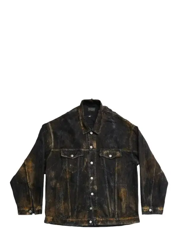Balenciaga Oversized Distressed Denim Jacket - Black