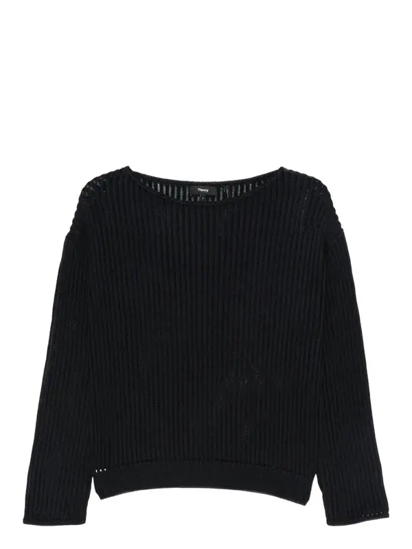 Theory Ribbed Boat-neck Sweater - Deep Navy