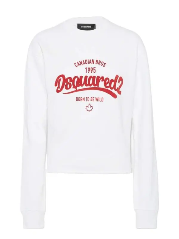 Dsquared2 Logo Cotton Fleece Sweatshirt - White