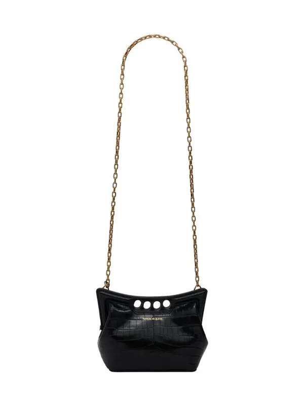 Alexander McQueen Mini The Peak Embossed Shoulder Bag - Black