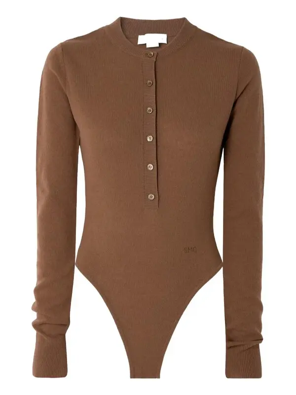 Stella McCartney Embroidered Wool Bodysuit - Camel