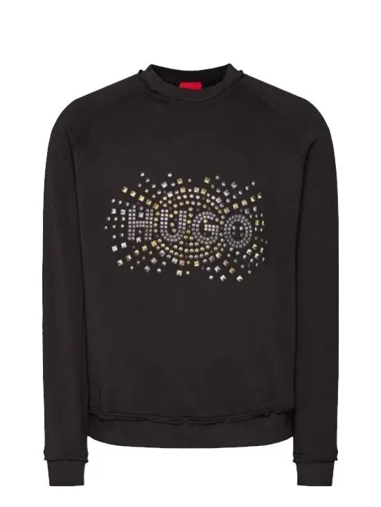 Hugo Boss Logo Studded Cotton Sweatshirt - Black
