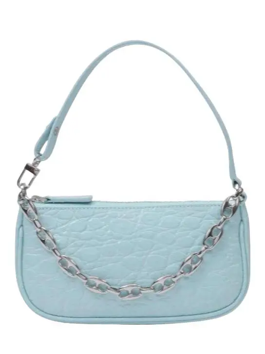 By Far Rachel Croc-embossed Leather Bag - Blue