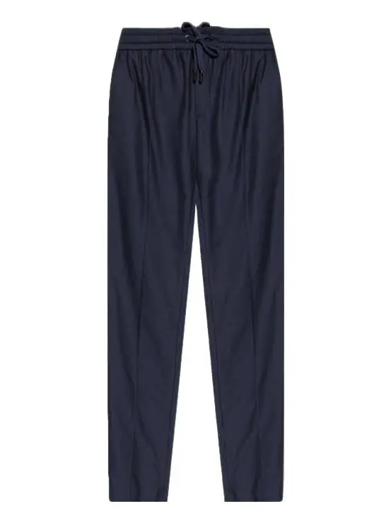 Dolce & Gabbana Drawstring Waist Trousers With Pleated Detail - Black