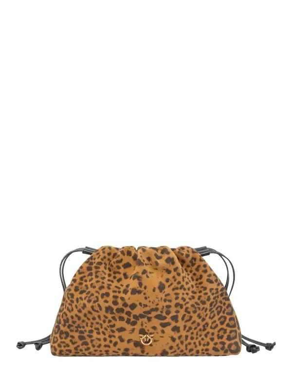 Pinko Leopard Printed Mini Clutch Bag - Brown