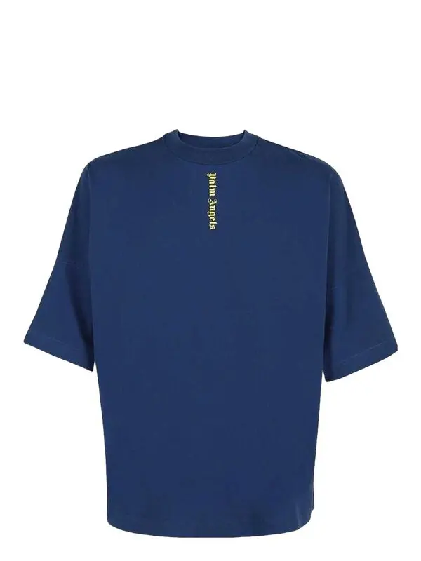 Palm Angels Ns Logo Over Tee Navy Yellow - Blue