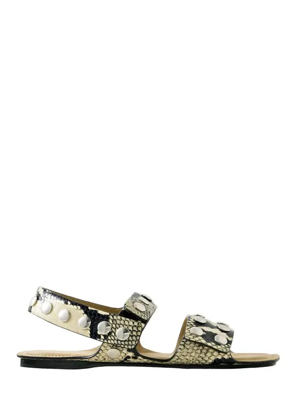 Khaite Square-toe Flat Sandals With Silver Studs - Serpentine