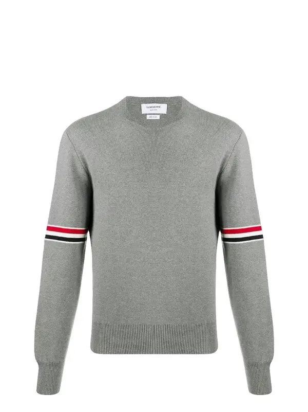 Thom Browne Rwb Striped Crewneck Sweatshirt - Light Gray