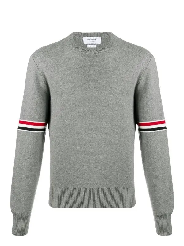 Thom Browne Milano Stitch Crew Neck Knitted Sweater - Light Gray