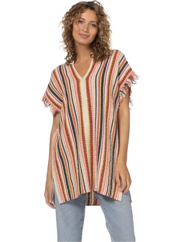 Vanessa Bruno Short-sleeved Striped Sweater With Tassels - Multicolor