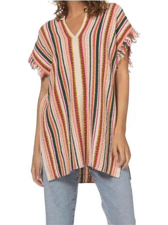 Vanessa Bruno Short-sleeved Striped Sweater With Tassels - Multicolor