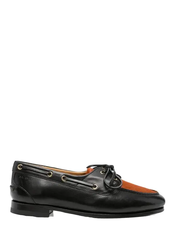 Bally Leather Derby Shoes With Colorblock Design - Black/faggio