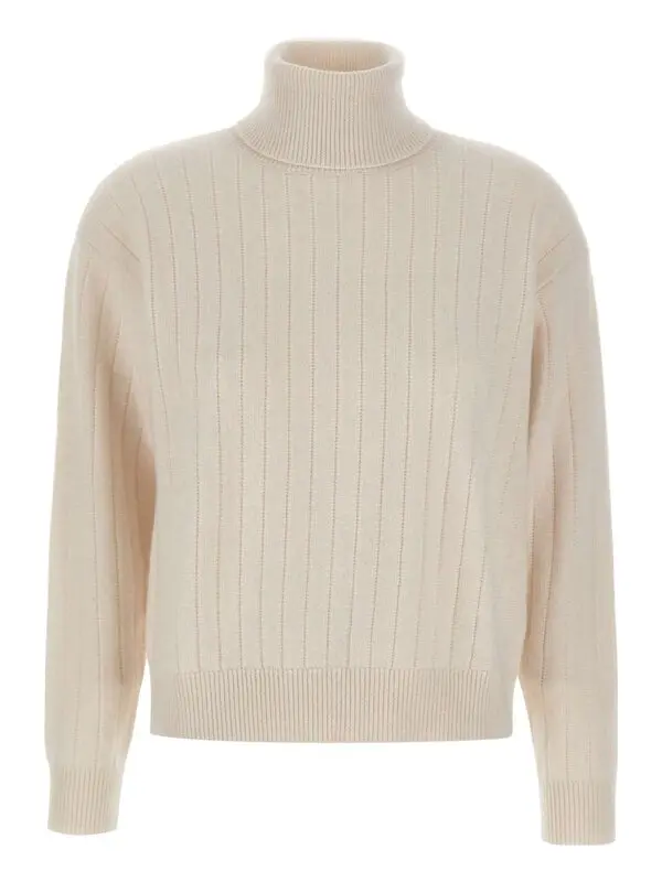Eleventy Ribbed Knit Turtleneck Sweater With Long Sleeves - Nude