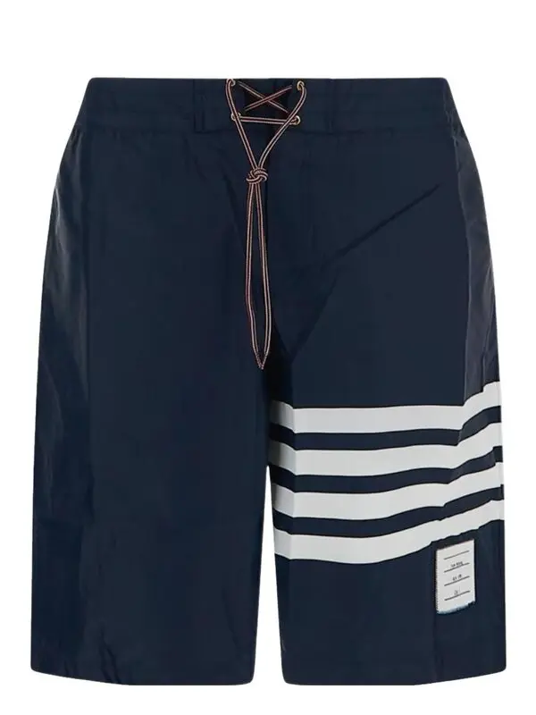 Thom Browne Four-bar Drawstring Shorts - Navy Blue