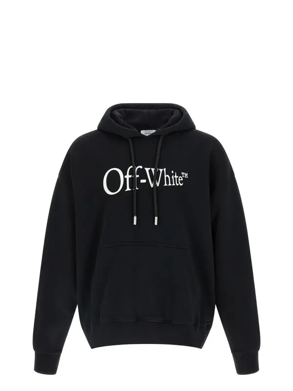 Off-White Logo Printed Drawstring Hoodie - Black