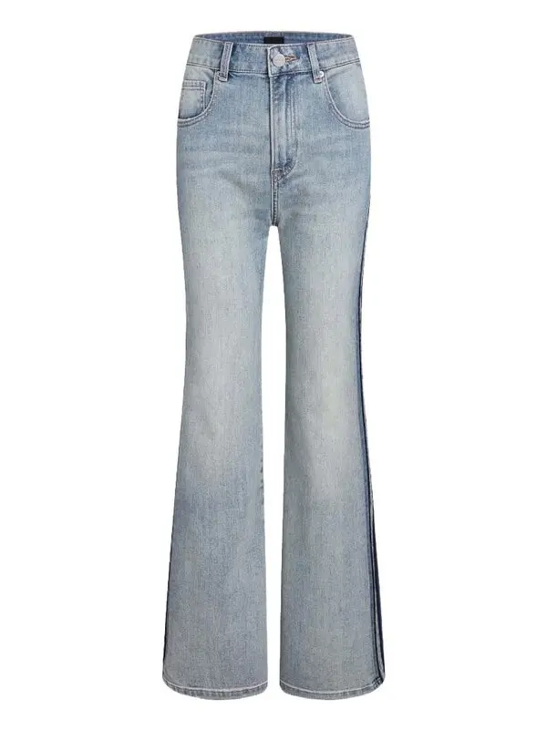LIUREGALI Side Slit Flare Jeans - Gray