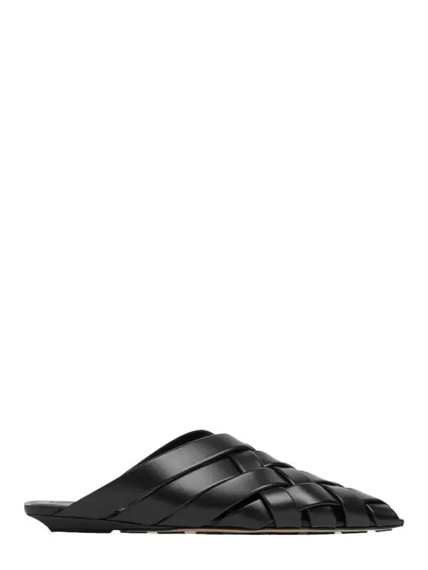 Bottega Veneta Intrecciato Leather Slip-on Sabot Slippers - Black