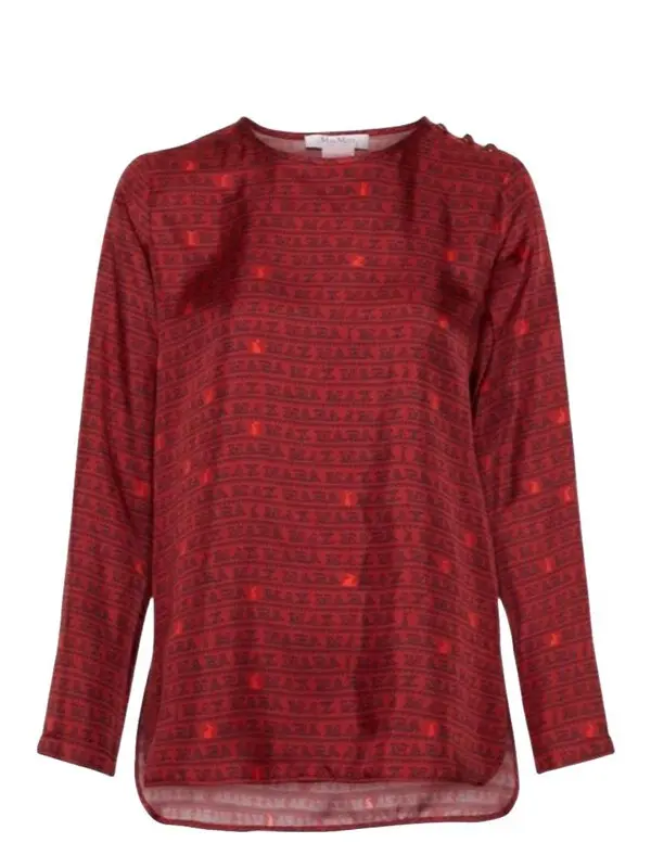 Max Mara Long-sleeved Round Neck Blouse - Red