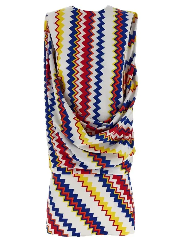 Missoni Zig-zag Sleeveless Mini Dress With Draping - Multi-color