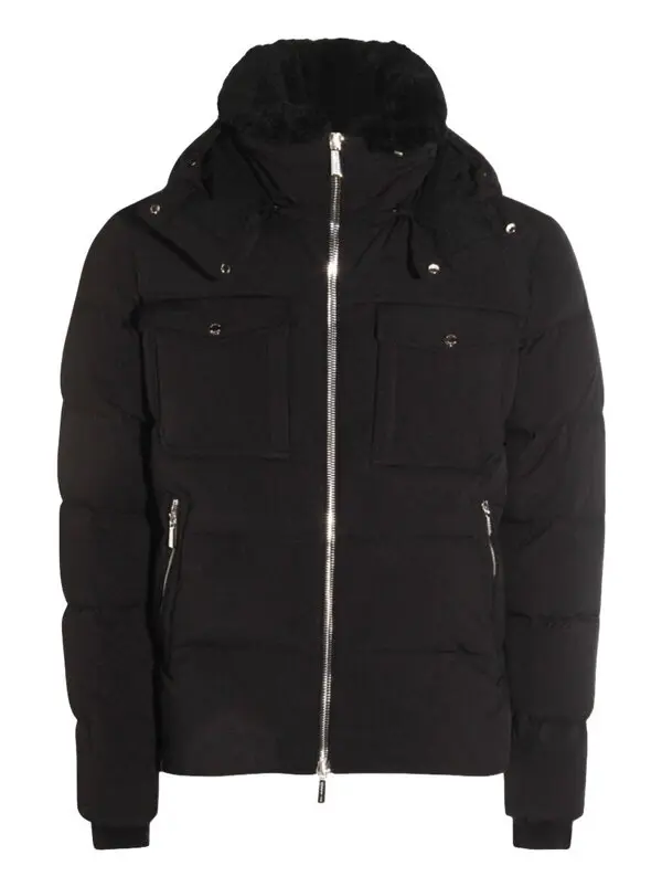 MOORER Hooded Jacket With Flap Pockets - Black
