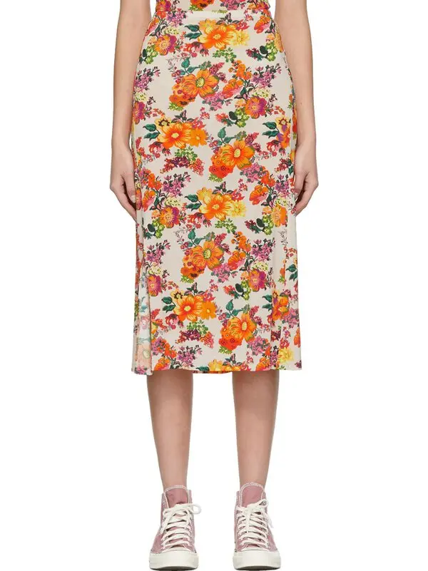 Rabanne Floral Print Skirt - Nude