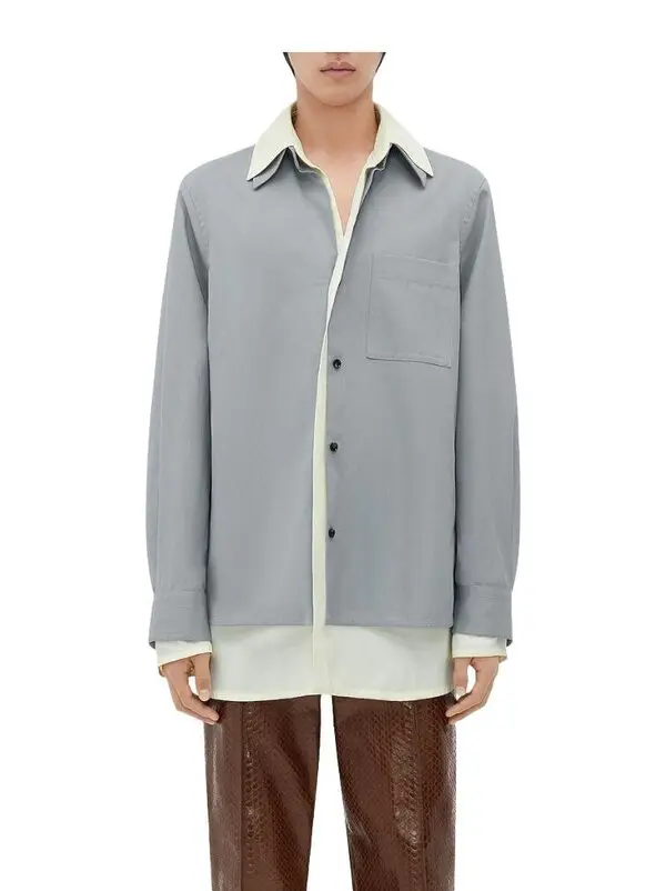 Bottega Veneta Double Layer Long-sleeved Shirt - Gray