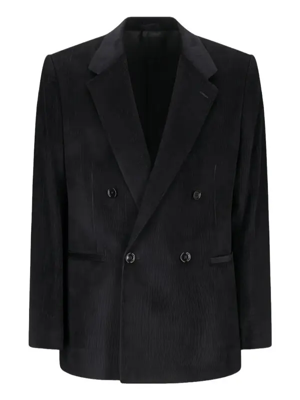 LARDINI Double-breasted Corduroy Jacket - Black