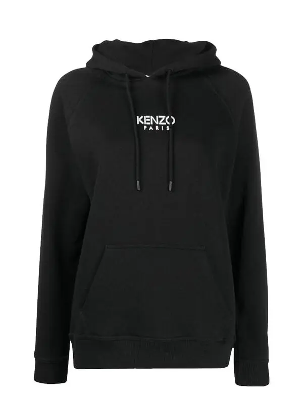 Kenzo Logo Print Casual Hoodie - Black