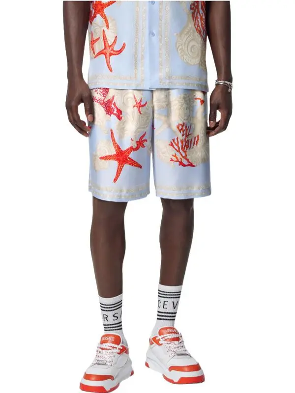 Versace Barocco Sea Printed Elasticated Waistband Shorts - Multicolor