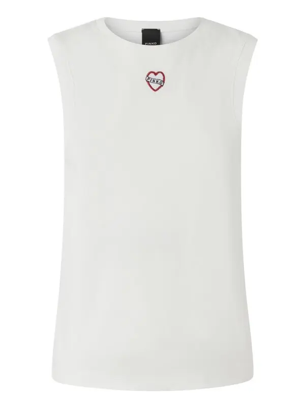 Pinko Heart-embroidered Sleeveless Tank Top - No