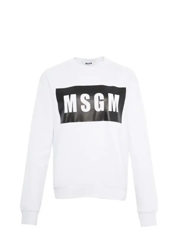 MSGM Logo Print Crewneck Sweatshirt - White