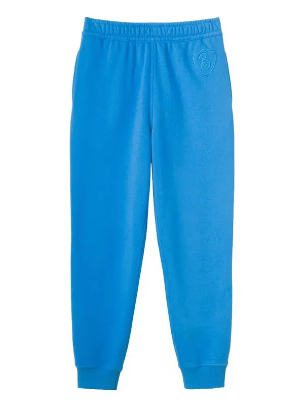 Burberry Embroidered-letter Motif Cotton Track Pants - Blue