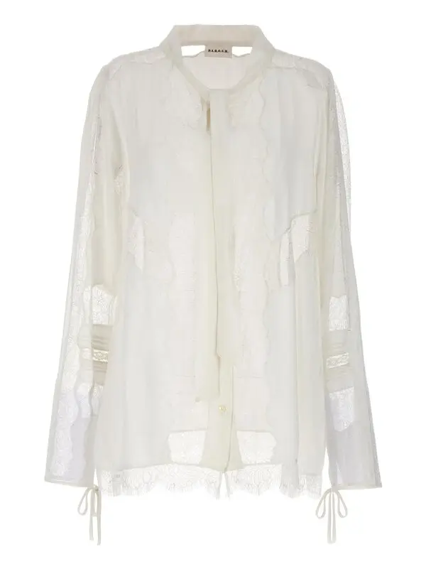 P.a.r.o.s.h Long-sleeve Lace Detail Blouse - White