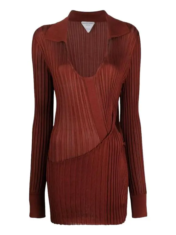 Bottega Veneta Ribbed Knit Sweater With Buckle Cuffs - Brown