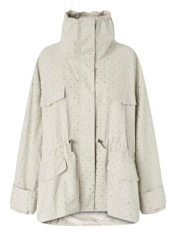 Pinko Crystal-embellished High-neck Coat - White