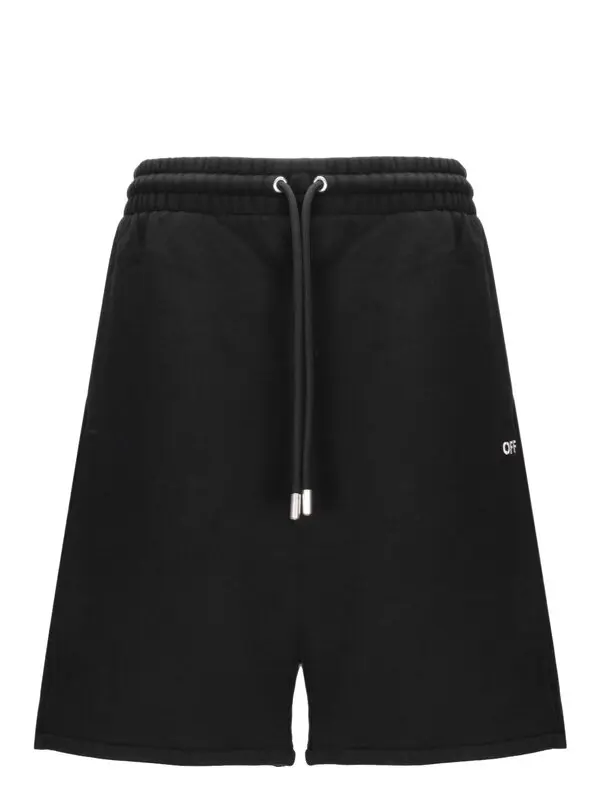 Off-White Logo Embroidered Drawstring Shorts - Black