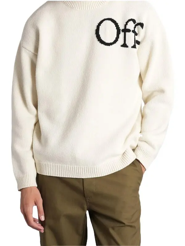 Off-White Bookish Logo Intarsia Crewneck Jumper - White