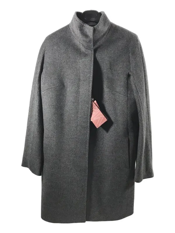 Max Mara Long-sleeved Coat With Logo - Black