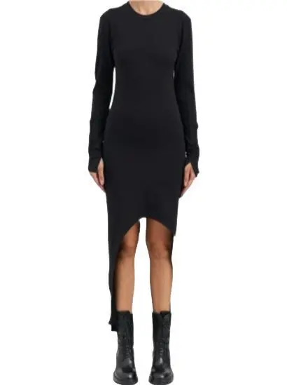 THOM KROM Long Sleeve Asymmetrical High-low Dress - Black