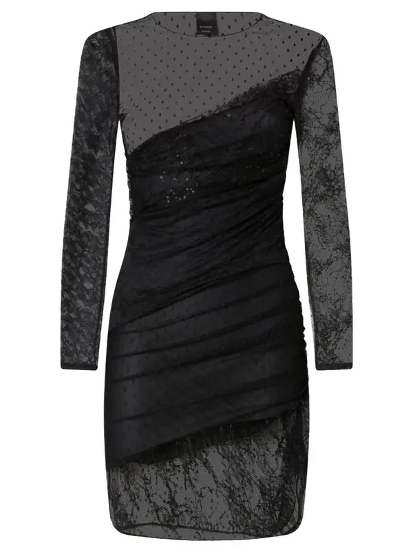 Pinko Sequin-embellished Mesh-upper Mini Dress - Black