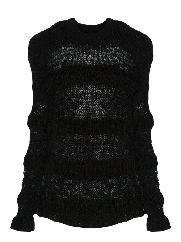 HELIOT EMIL Striped Open-knit Jumper - Black