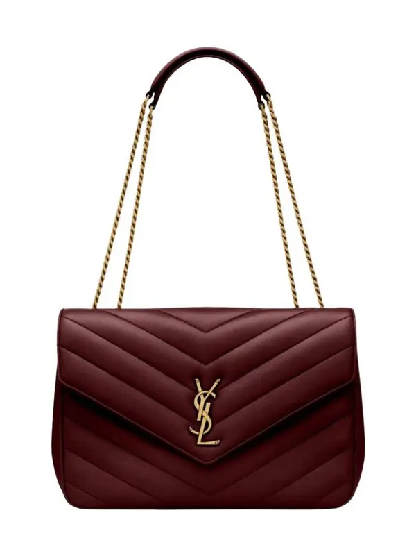 Saint Laurent Loulou Foldover Top Large Shoulder Bag - Red Cabernet