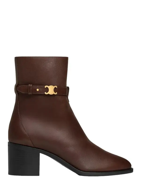 Celine Garance Triomphe Strap Boot In Calfskin - Oak