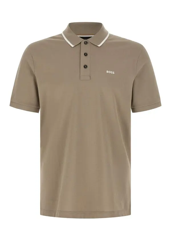 Hugo Boss Logo Detailed Polo Shirt - Brown