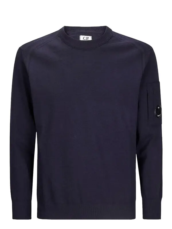 C.P. COMPANY Crewneck Knitted Jumper With Logo Detail - Black