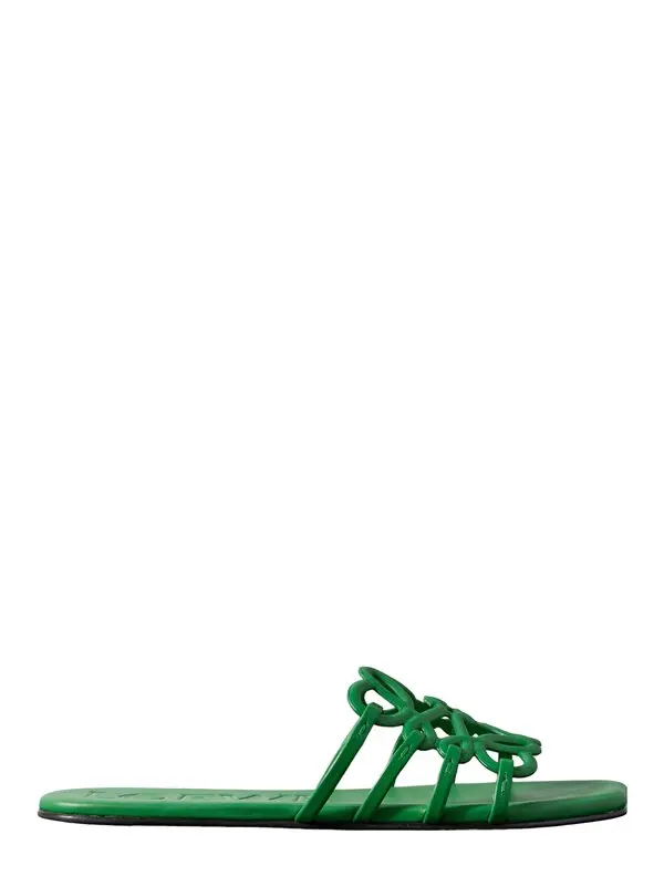 Loewe Petal Anagram Slide In Soft Calfskin - Green