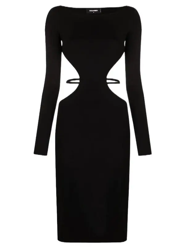 Dsquared2 Long-sleeve Cut-out Midi Dress - Black