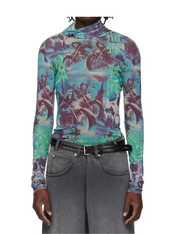 LU'U DAN Masked Mesh Turtleneck - Multi-color