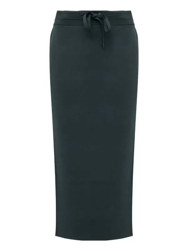 Pinko Elasticated Drawstring Midi Skirt With Tone-on-tone Logo - Green