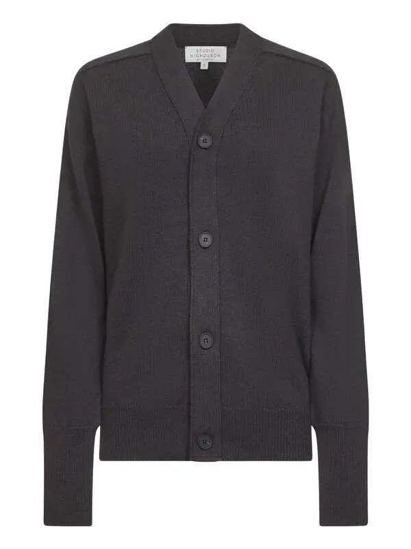 Studio Nicholson V-neck Knitted Cardigan - Black
